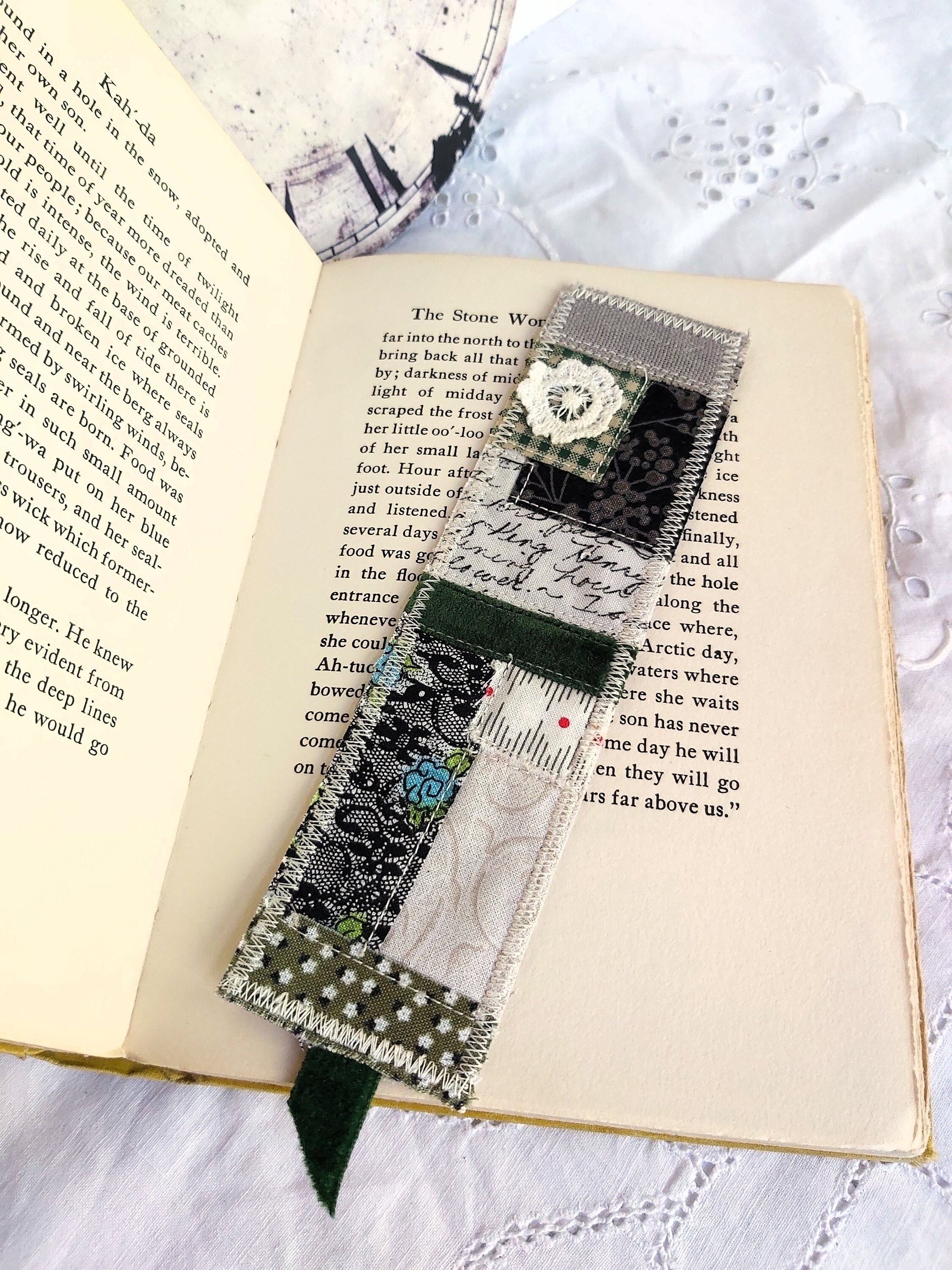 Pieced Textile Bookmark, Unique Reading Lover Gift, Teacher ...