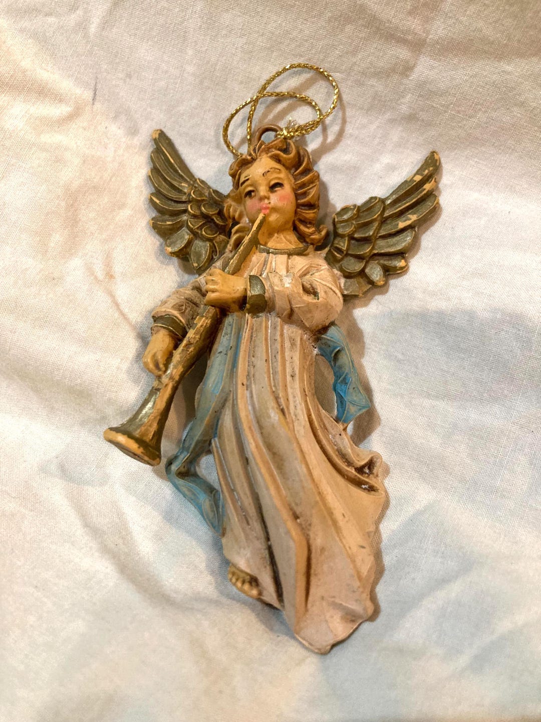 Vintage Resin Relief Pastel Neapolitan Mini-gabriel Angel W/ Horn ...