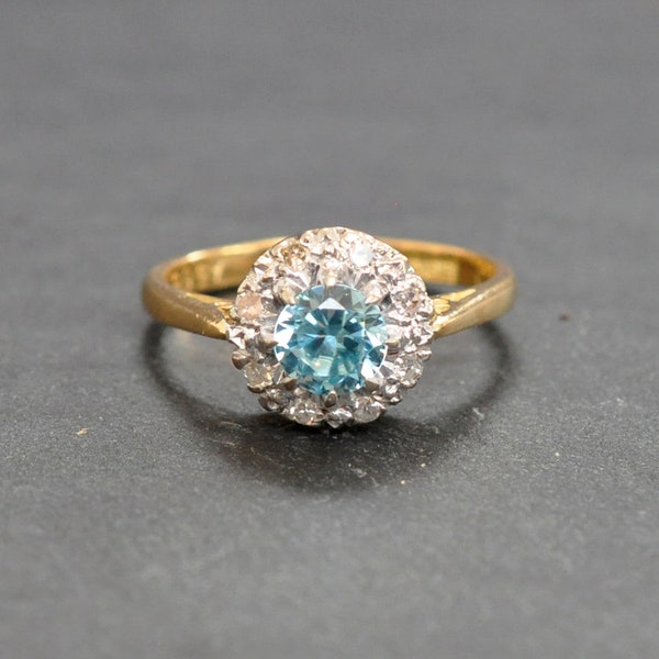 Antique Blue Zircon Ring - Etsy
