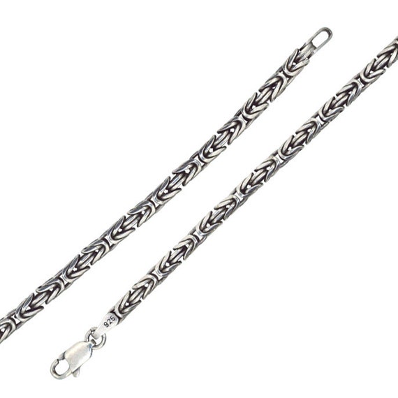 Silver Byzantine Link Neck Chain - Gem
