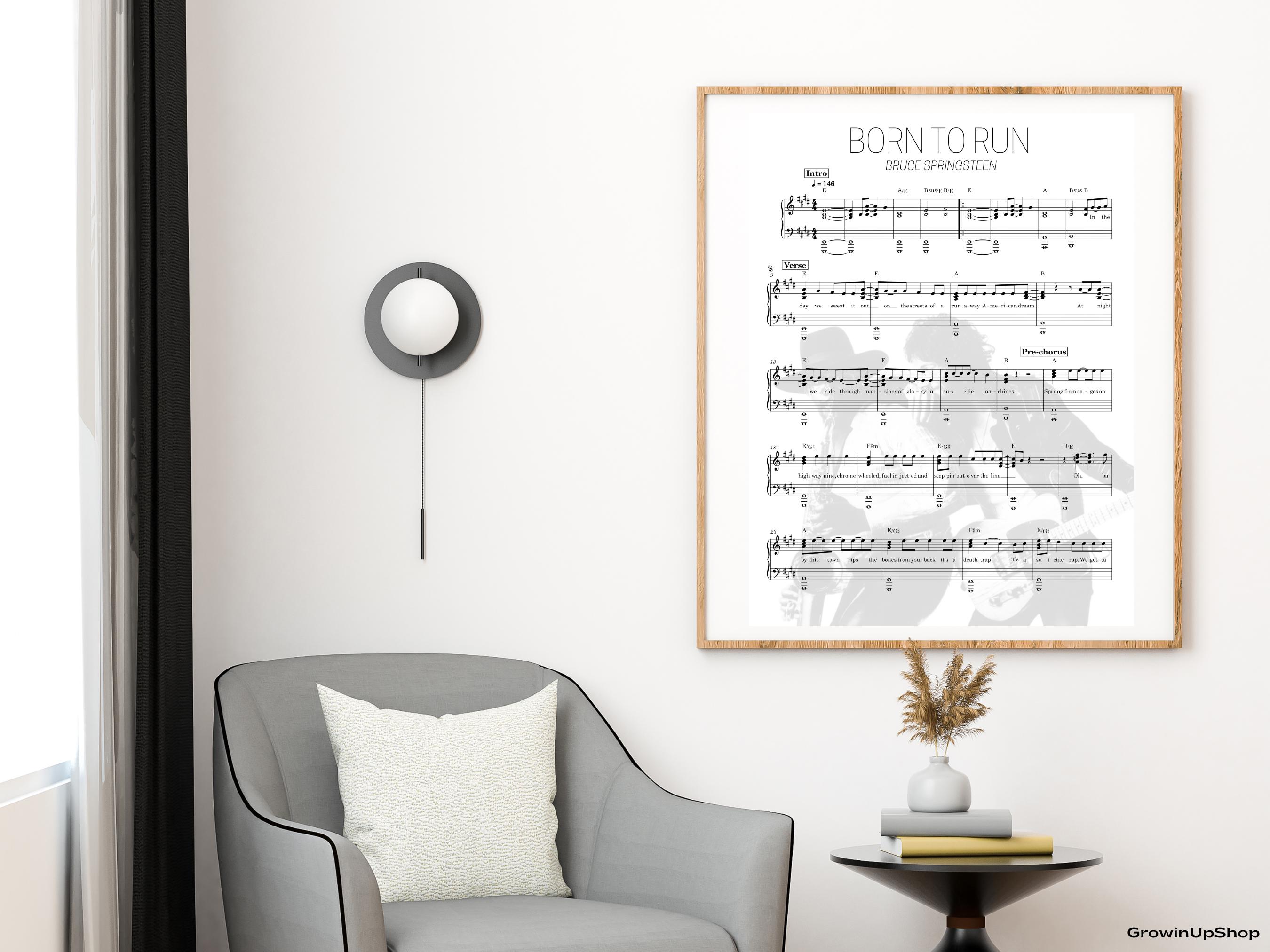 Bruce Springsteen Born to Run Poster, 70s Classic Rock Music Wall Art ...