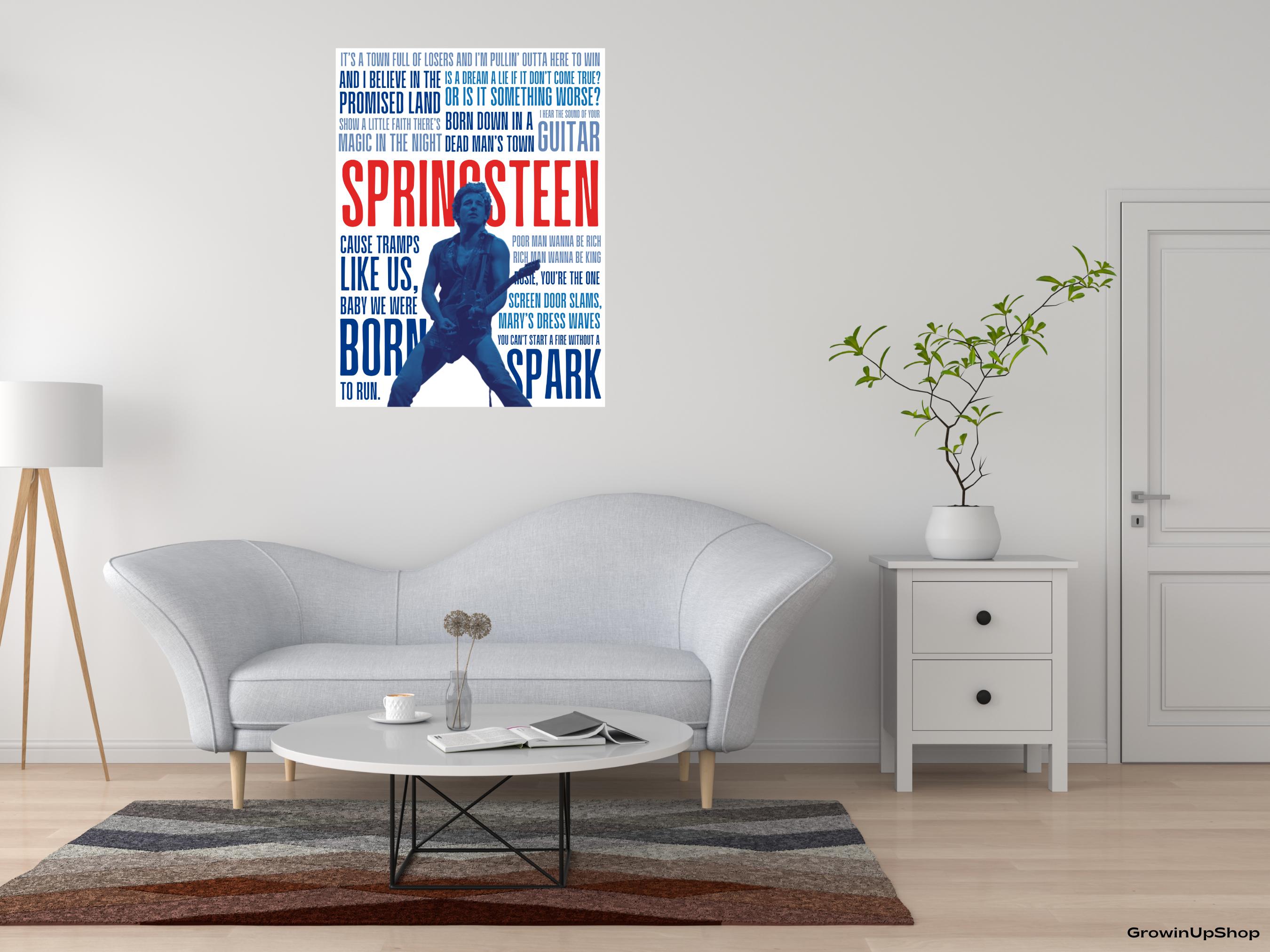 Bruce Springsteen Iconic Lyrics Poster, Classic Rock Wall Art, Digital ...