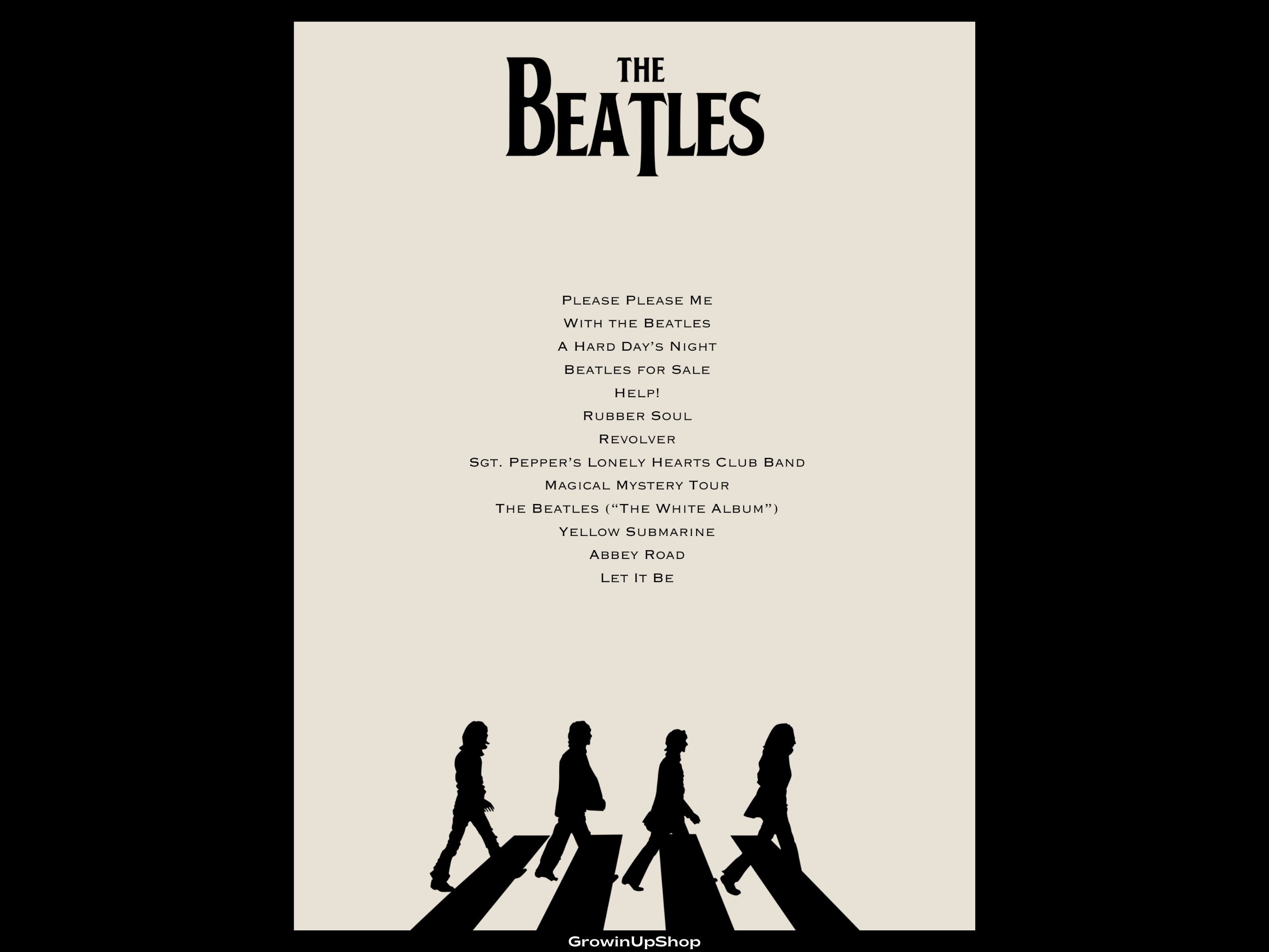 The Beatles All Albums Poster, Minimalistic Vintage Rock Music Wall Art ...