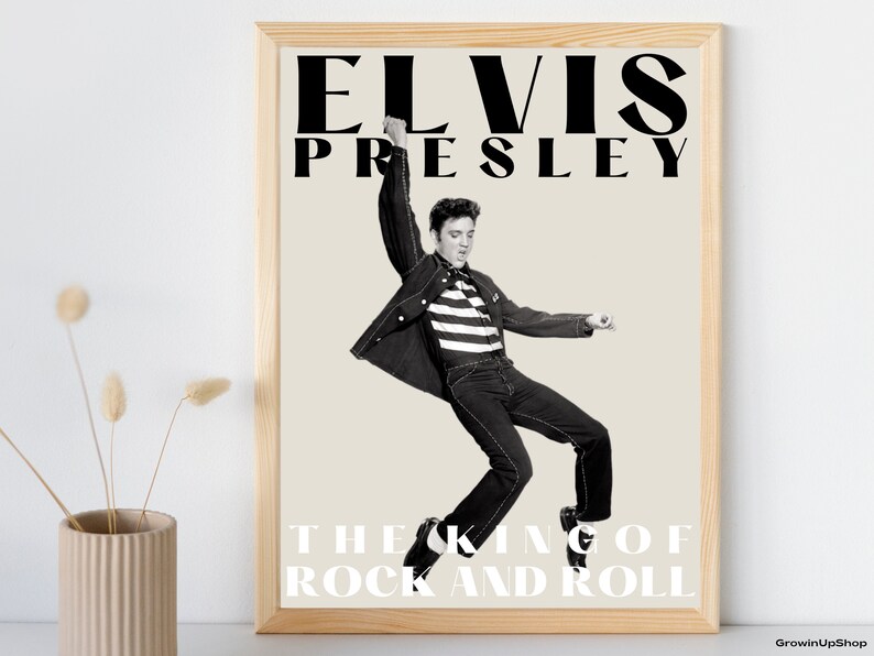 Elvis Presley King of Rock and Roll Poster, Vintage Rock Music Wall Art ...
