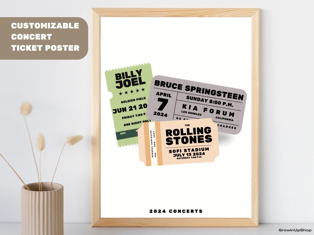 Personalized Concert Ticket Poster, Custom Wall Art, Music Lover Gift ...