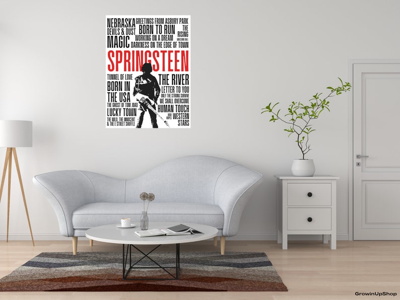 Bruce Springsteen Albums Poster, Vintage Rock Music Wall Art, Digital ...
