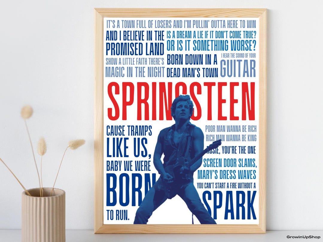 Bruce Springsteen Iconic Lyrics Poster, Classic Rock Wall Art, Digital ...