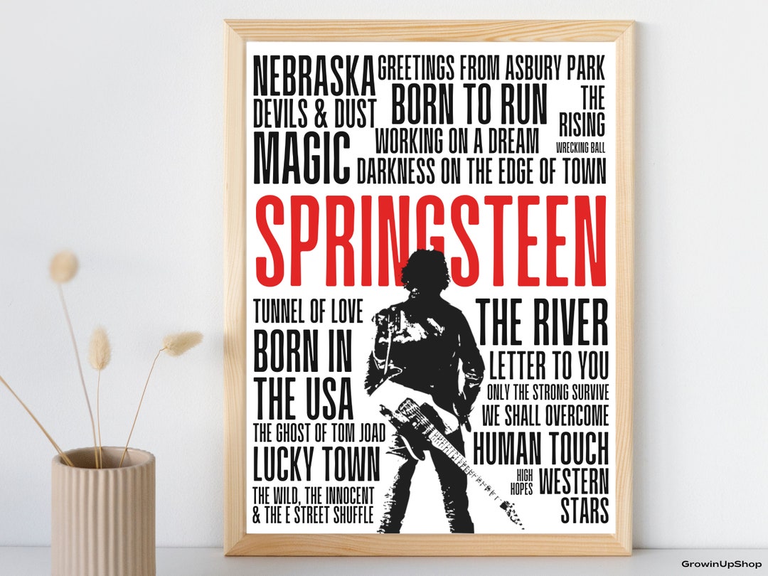 Bruce Springsteen Albums Poster, Vintage Rock Music Wall Art, Digital ...