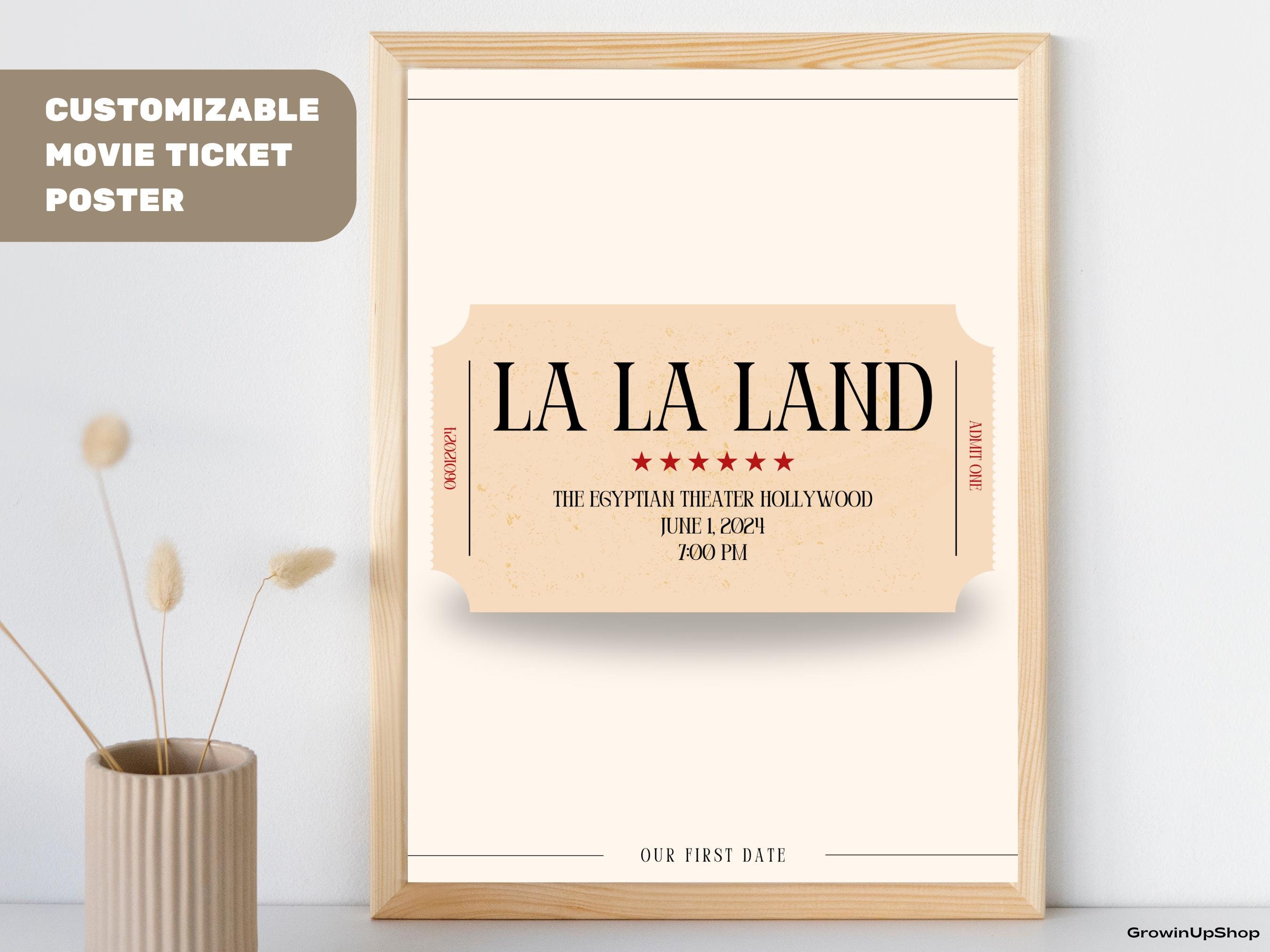 Personalized Movie Ticket Poster, Custom Wall Art, Movie Lover Gift for ...