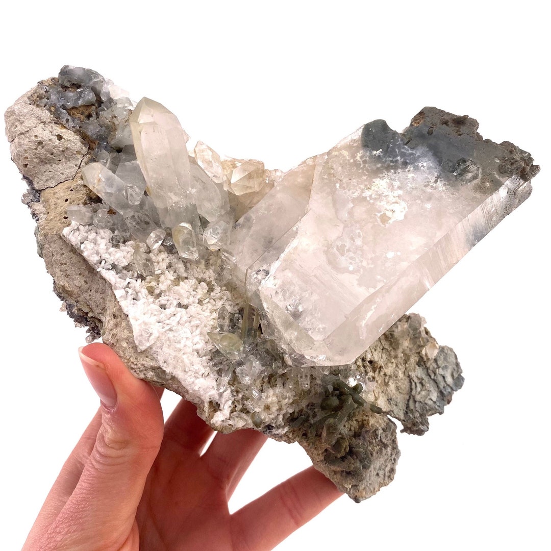 Green Chlorite Phantom Quartz Cluster | Mineral Specimen - Etsy