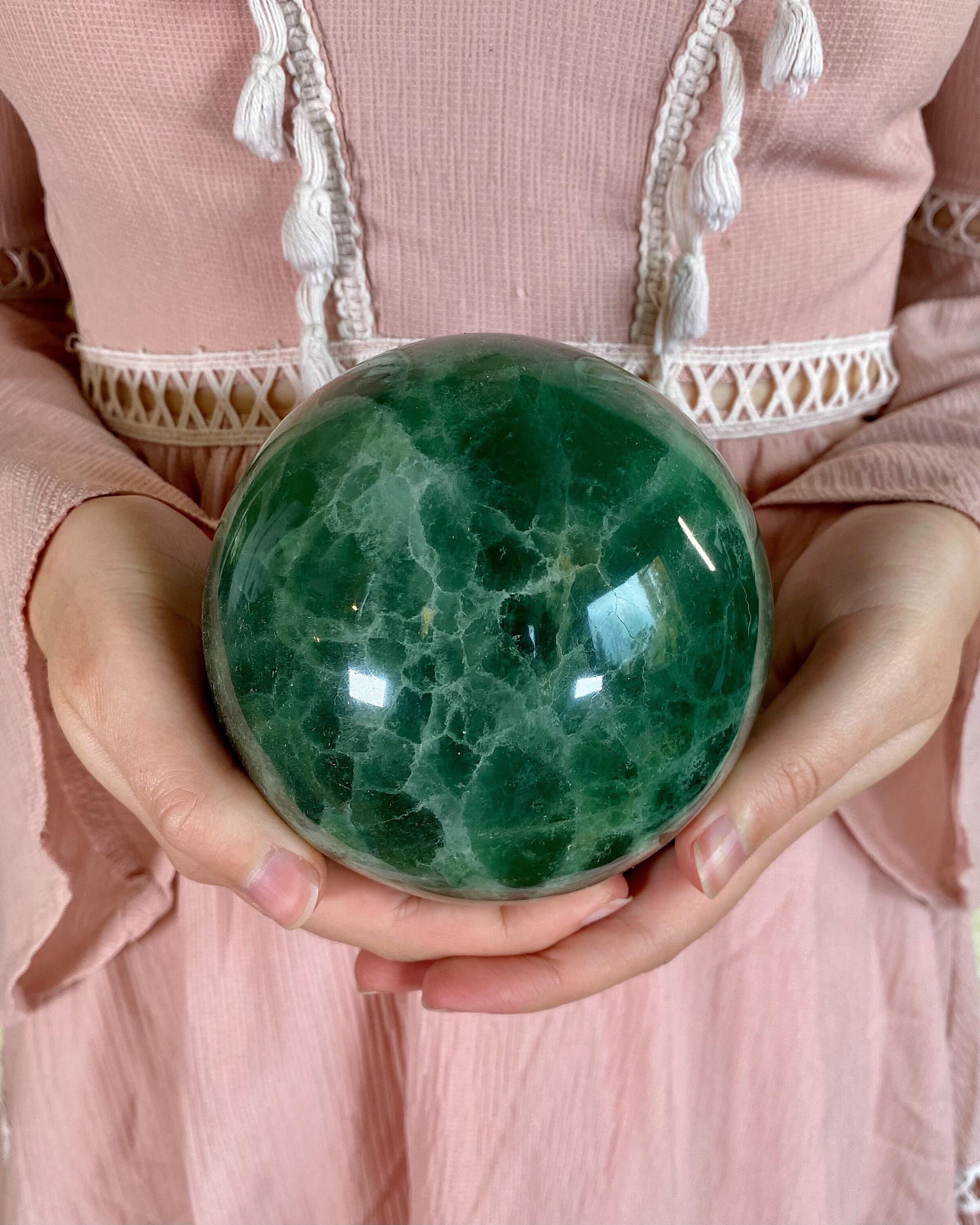 Home Décor Home & Living Green Fluorite Crystal Ball! etna.com.pe