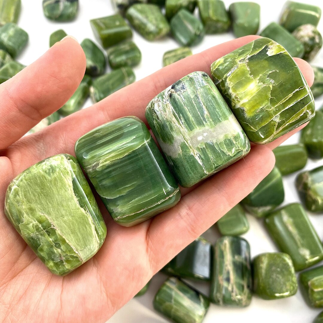Tremolite Tumbled Stone | Polished Green Crystal Pocket Worry Stone ...