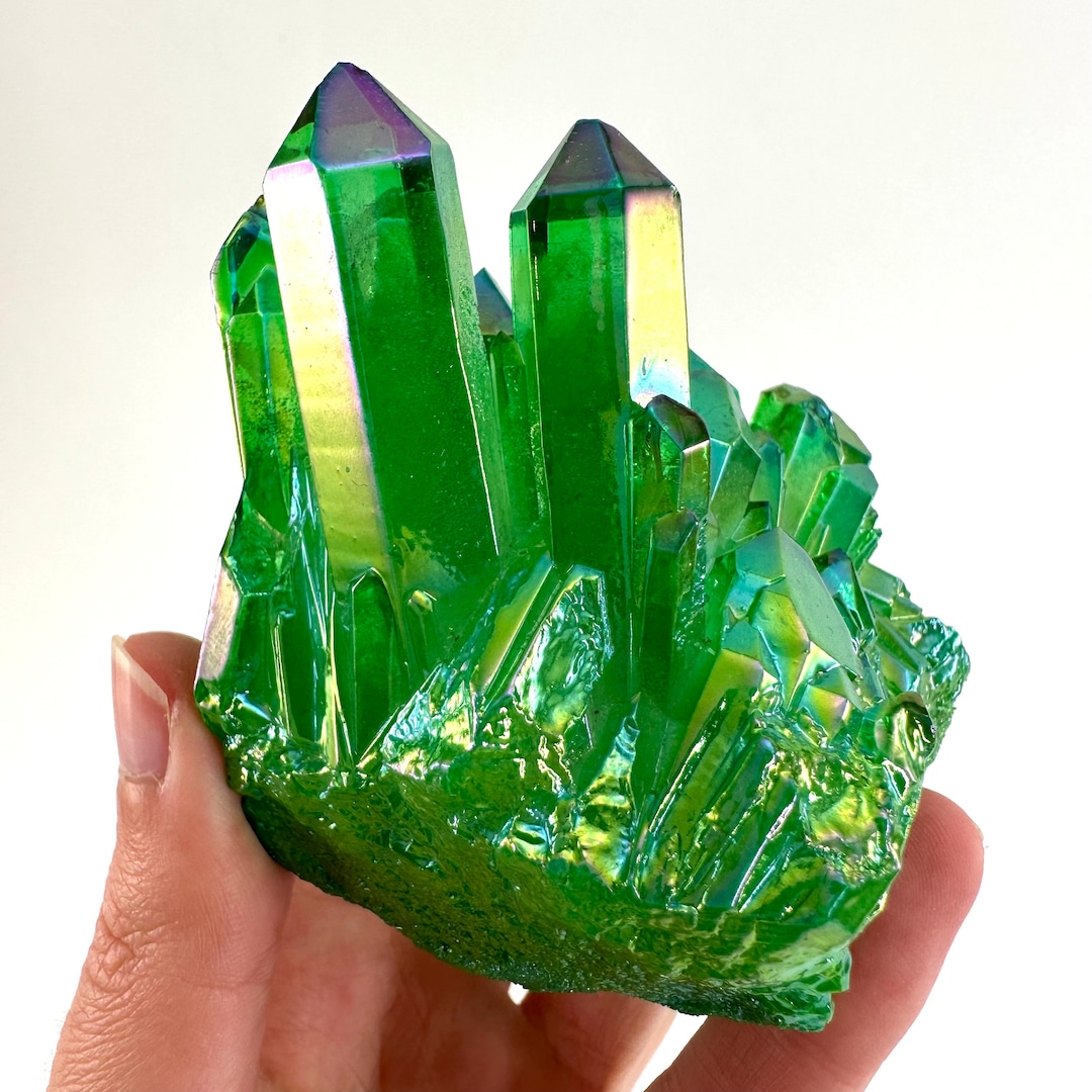 Green Aura Quartz Cluster, Apple Aura Quartz, Aura Crystal - Etsy
