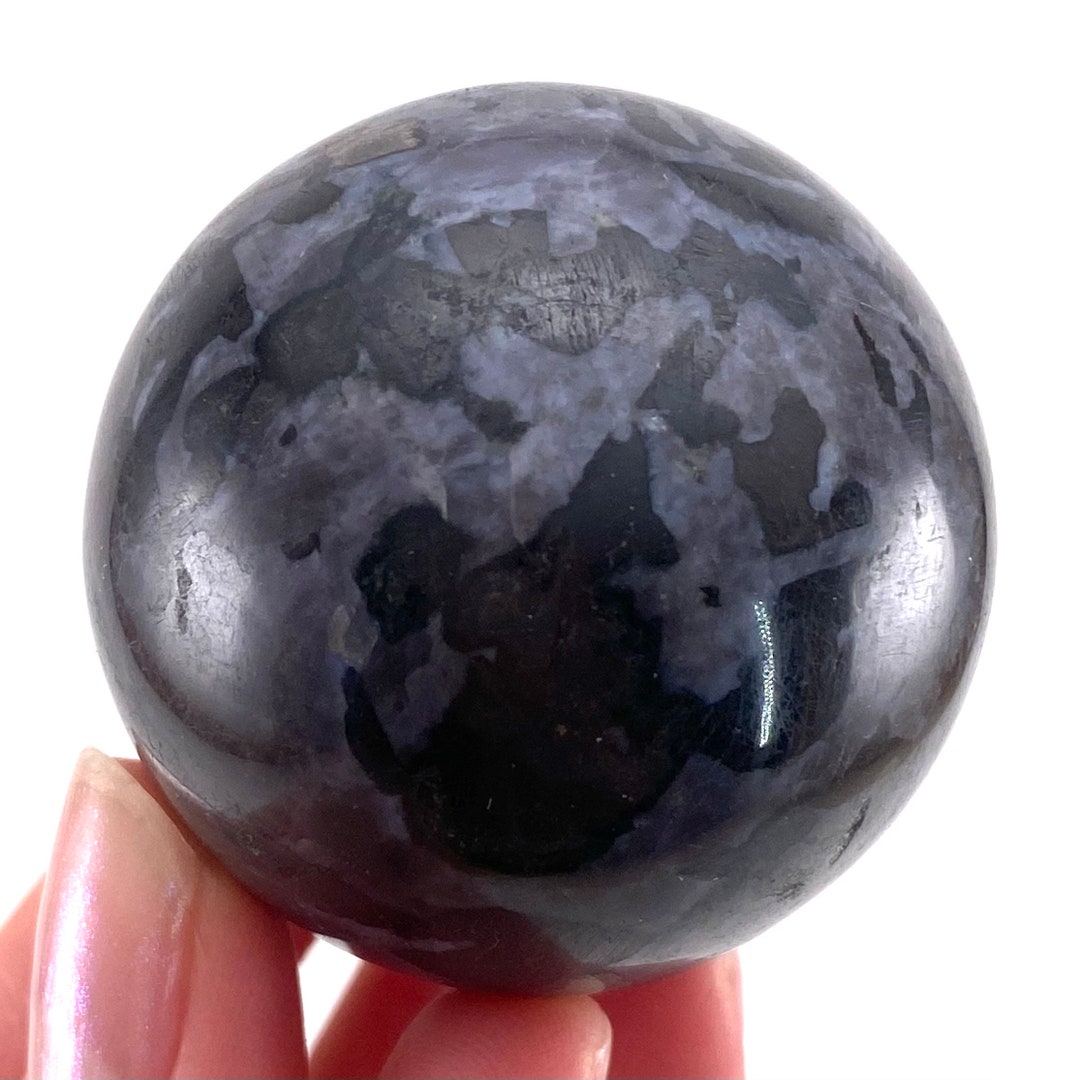 Indigo Gabbro Sphere, Merlinite Sphere, Gabbro Palm Stone, Merlinite ...