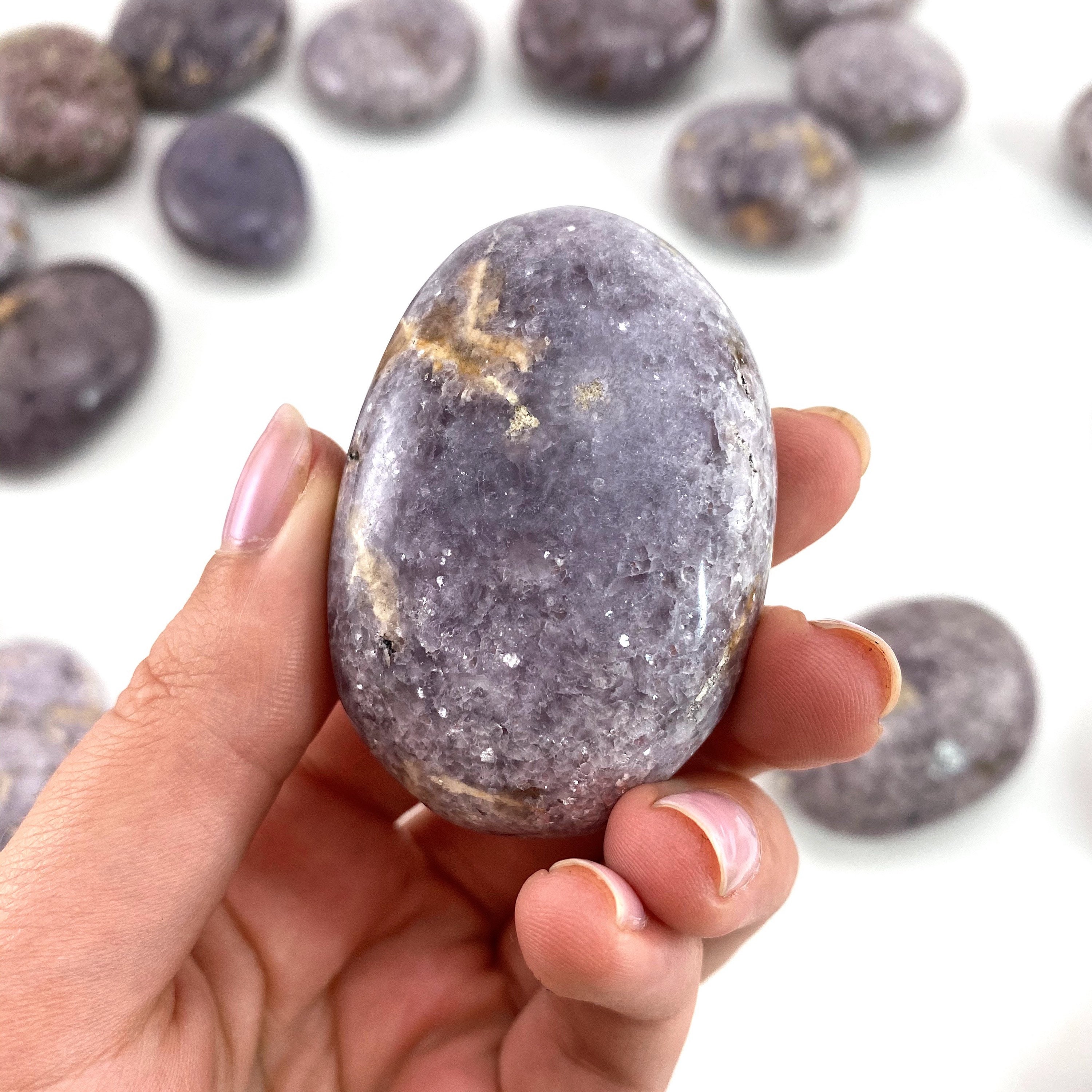 Lepidolite Palm stone lepidolite pocket stone lithium mica | Etsy
