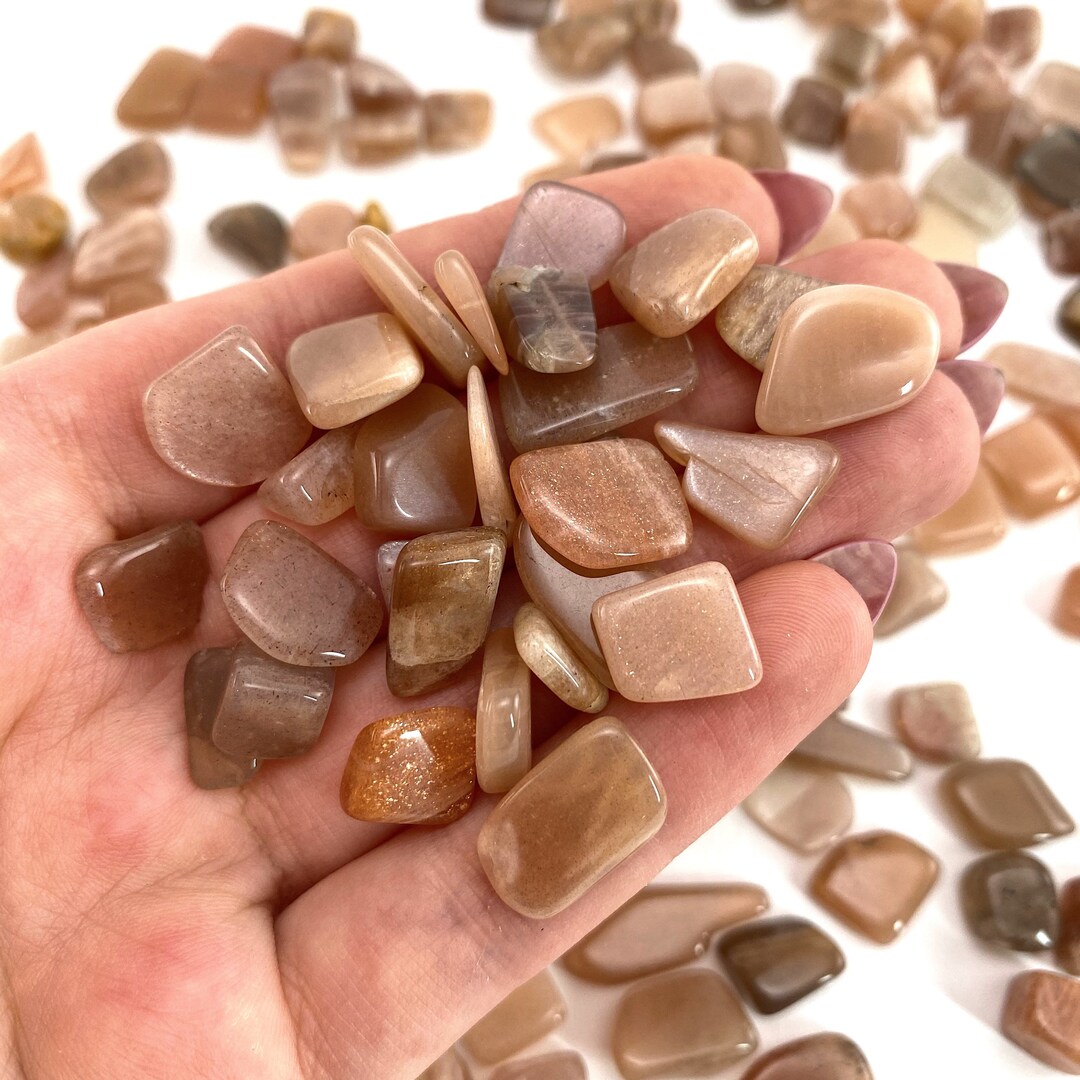 20g Peach Moonstone Tumbled Stones | Mini Crystal Chips - Etsy