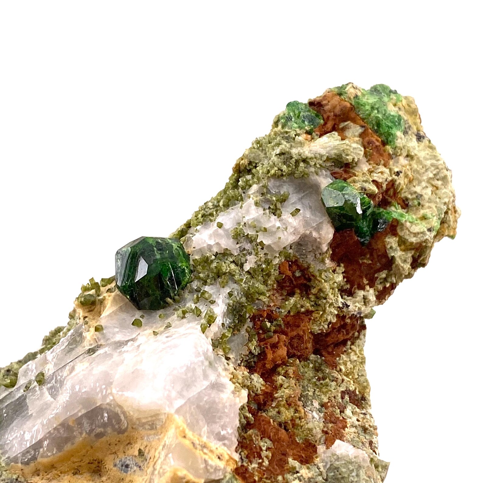 Demantoid Garnet & Diopside on Matrix (beiqeys Mountain) | Green Garnet ...