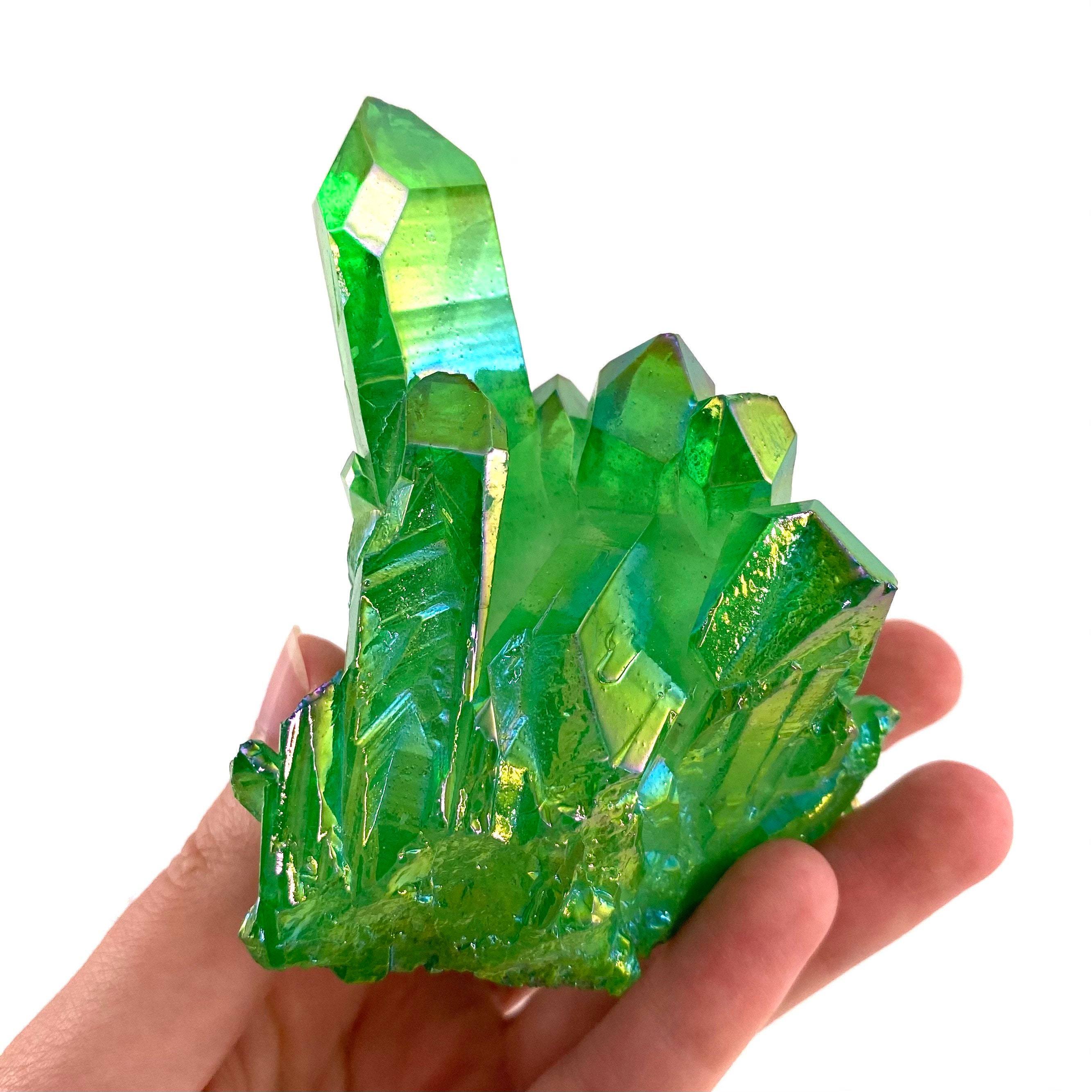 Apple Aura Quartz RARE Titanium Apple Aura Quartz Crystal Cluster