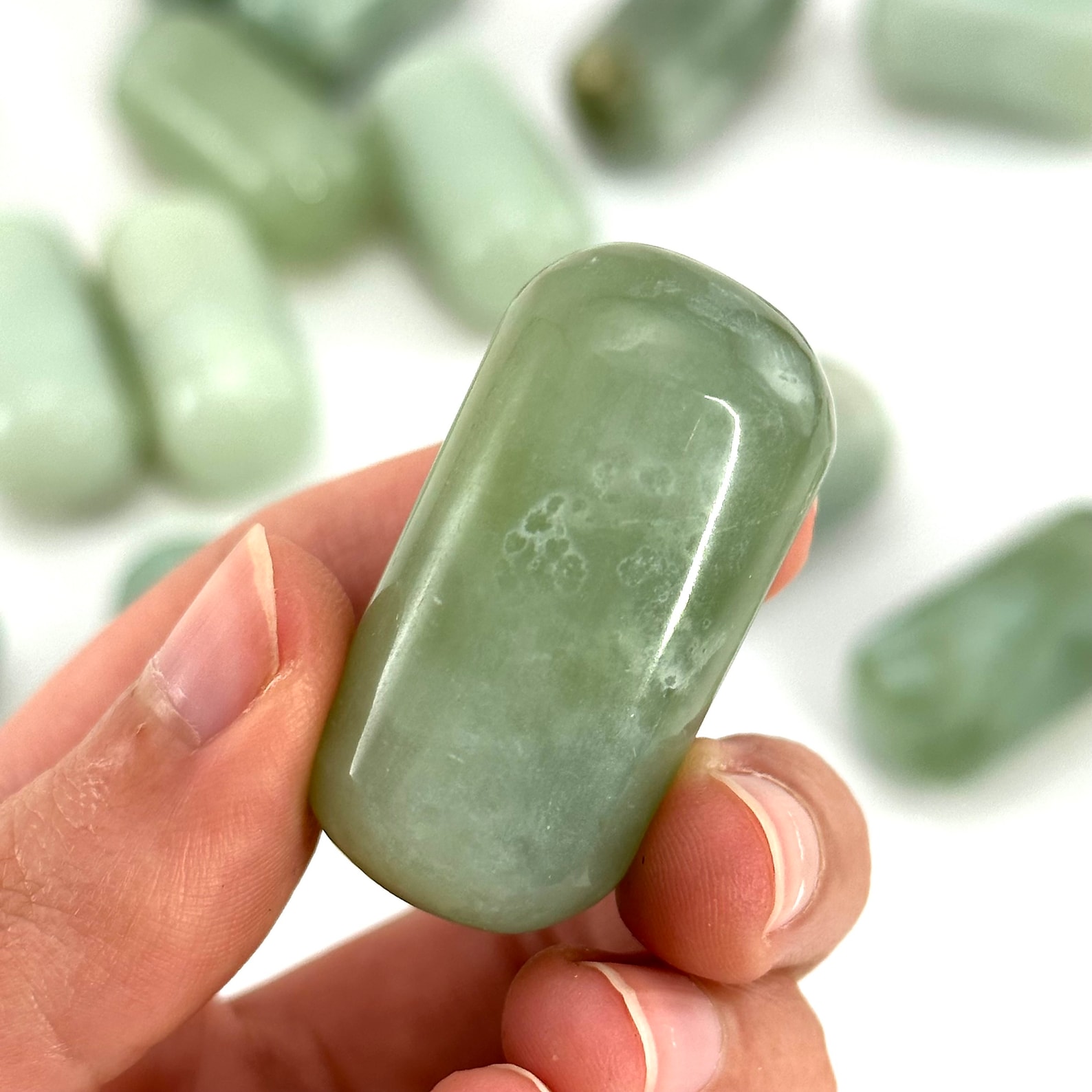 New Jade Worry Stone | Green Polished Tumbled Crystal Lingam (heart ...