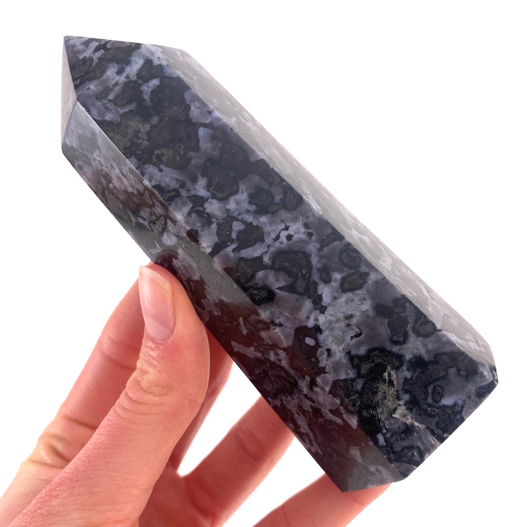 Indigo Gabbro Point, Merlinite Point, Gabbro Palm Stone, Merlinite Tower, Indigo Gabbro, Crystal ...