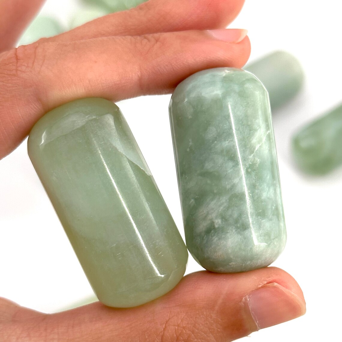 New Jade Worry Stone | Green Polished Tumbled Crystal Lingam (heart ...