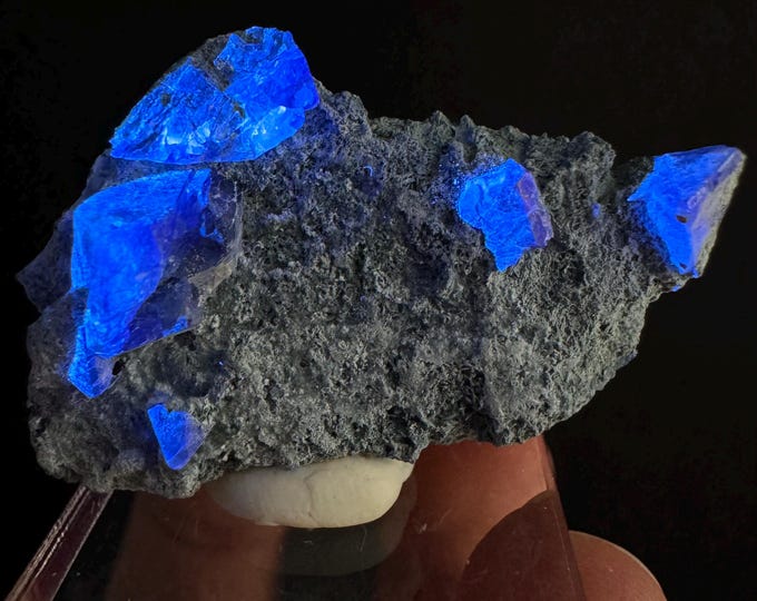 Rare! Benitoite on Matrix (california, USA) | UV Reactive Crystal ...