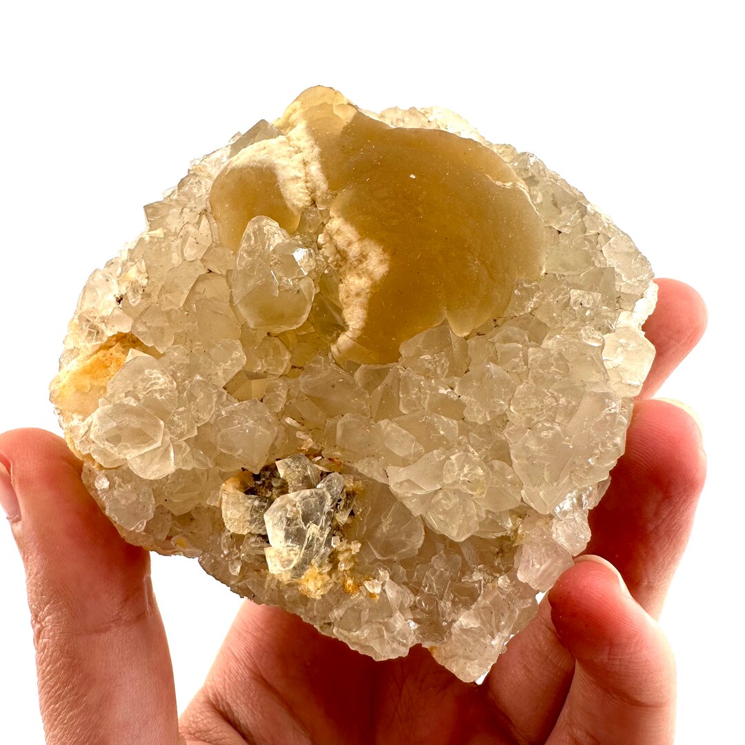 Botryoidal Fluorite on Quartz | Yellow Fried Egg Crystal, Mineral ...