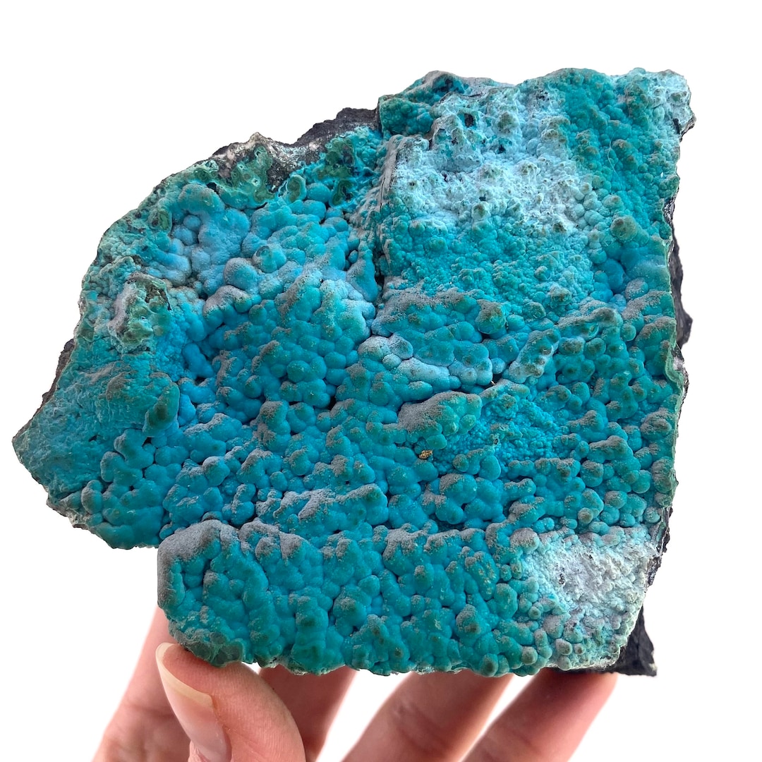 Botryoidal Chrysocolla on Malachite Specimen (congo), Raw Chrysocolla ...