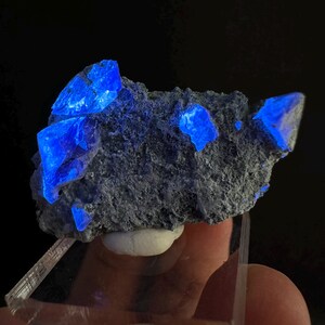 Rare Benitoite on Matrix california, USA UV Reactive Crystal, Benitoite ...