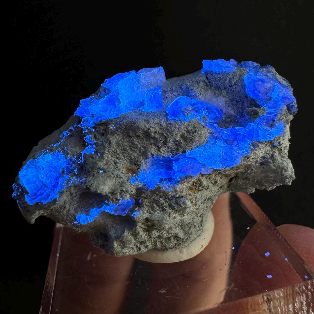 Rare Benitoite on Matrix california, USA UV Reactive Crystal, Benitoite ...