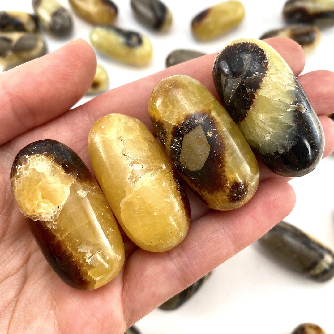 ONE Polished Septarian, Septarian Stone, Tumbled Septarian, Yellow ...