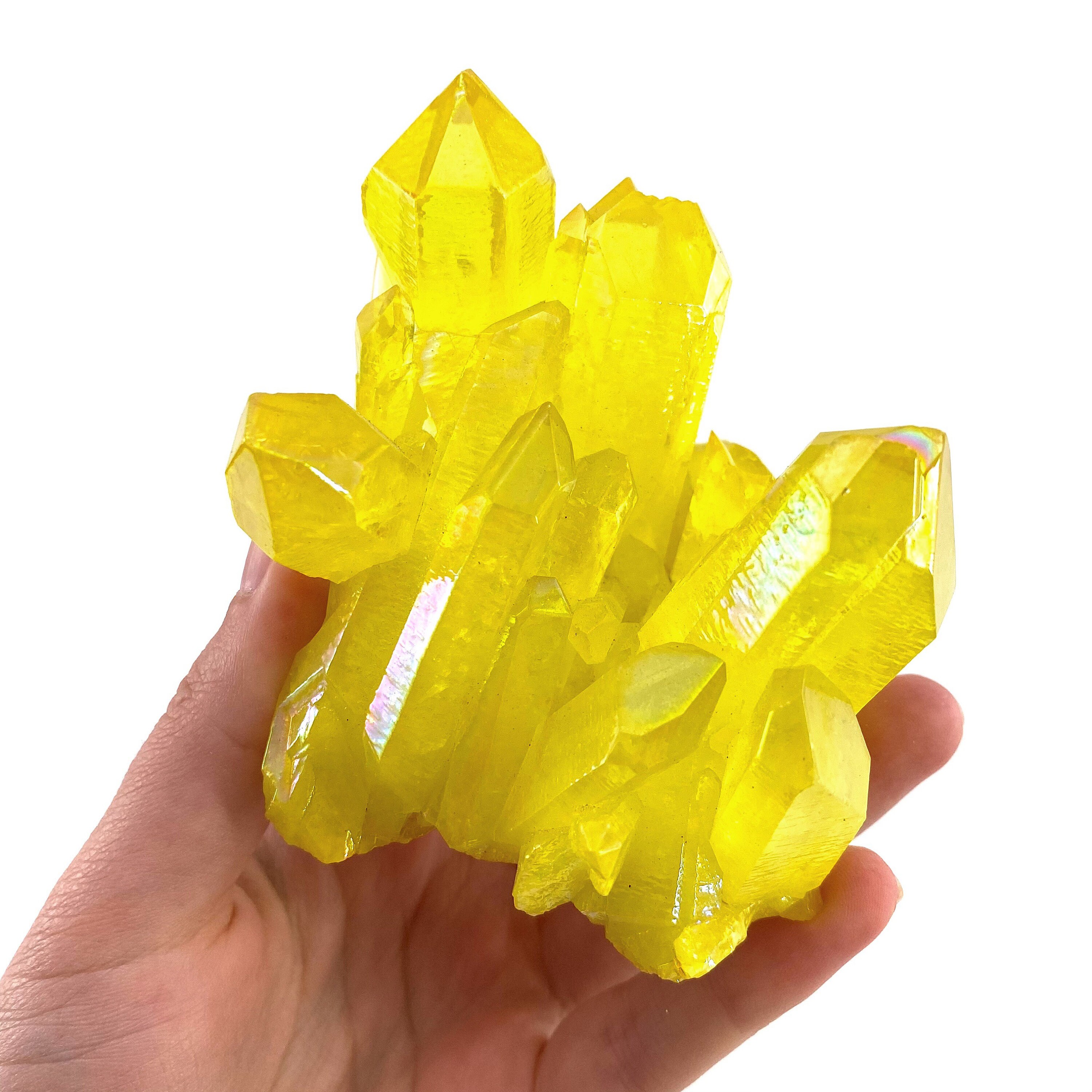 Lemon Aura Crystal Cluster yellow aura quartz crystal | Etsy