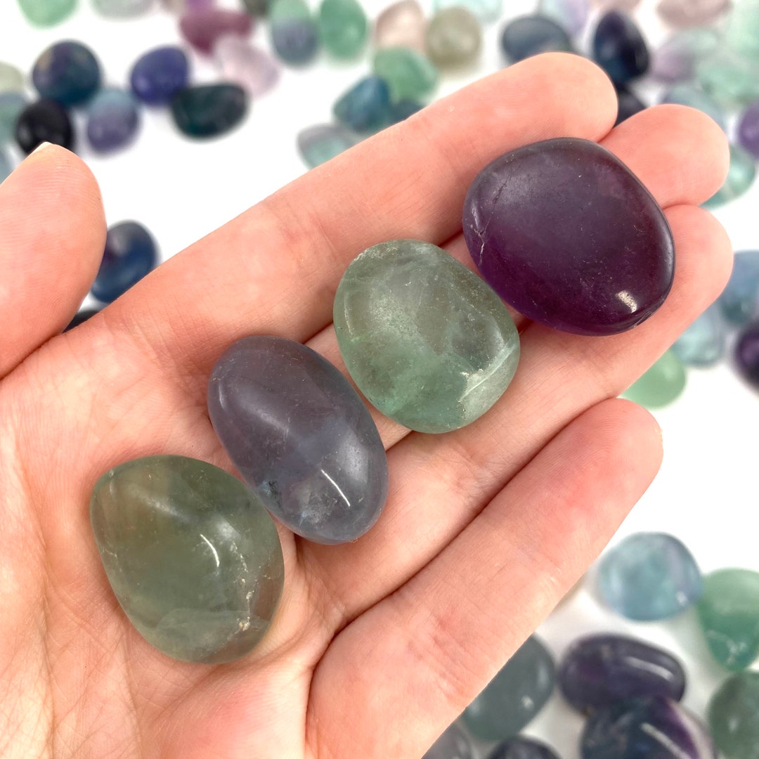 ONE Tumbled Fluorite Minerals, Green Fluorite, Rainbow Fluorite ...