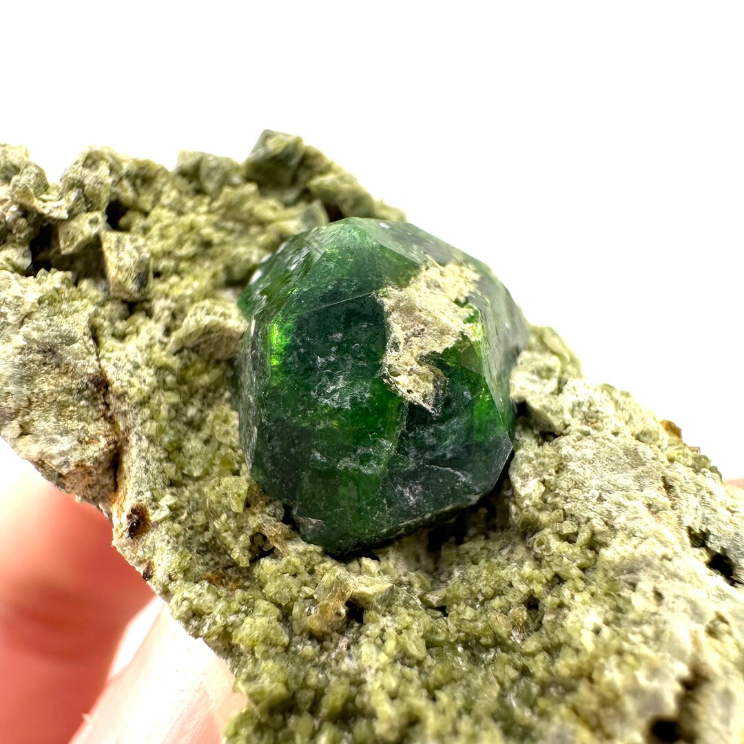 Demantoid Garnet & Diopside on Matrix (beiqeys Mountain) | Green Garnet ...