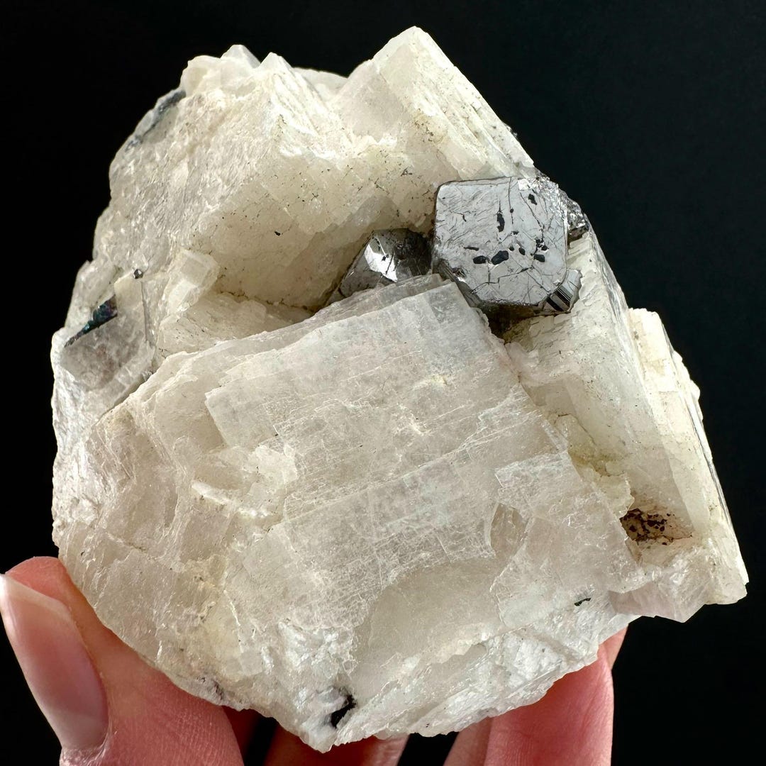 Rare! Carrollite in Calcite Specimen (DR Congo) | Carrollite Crystal ...