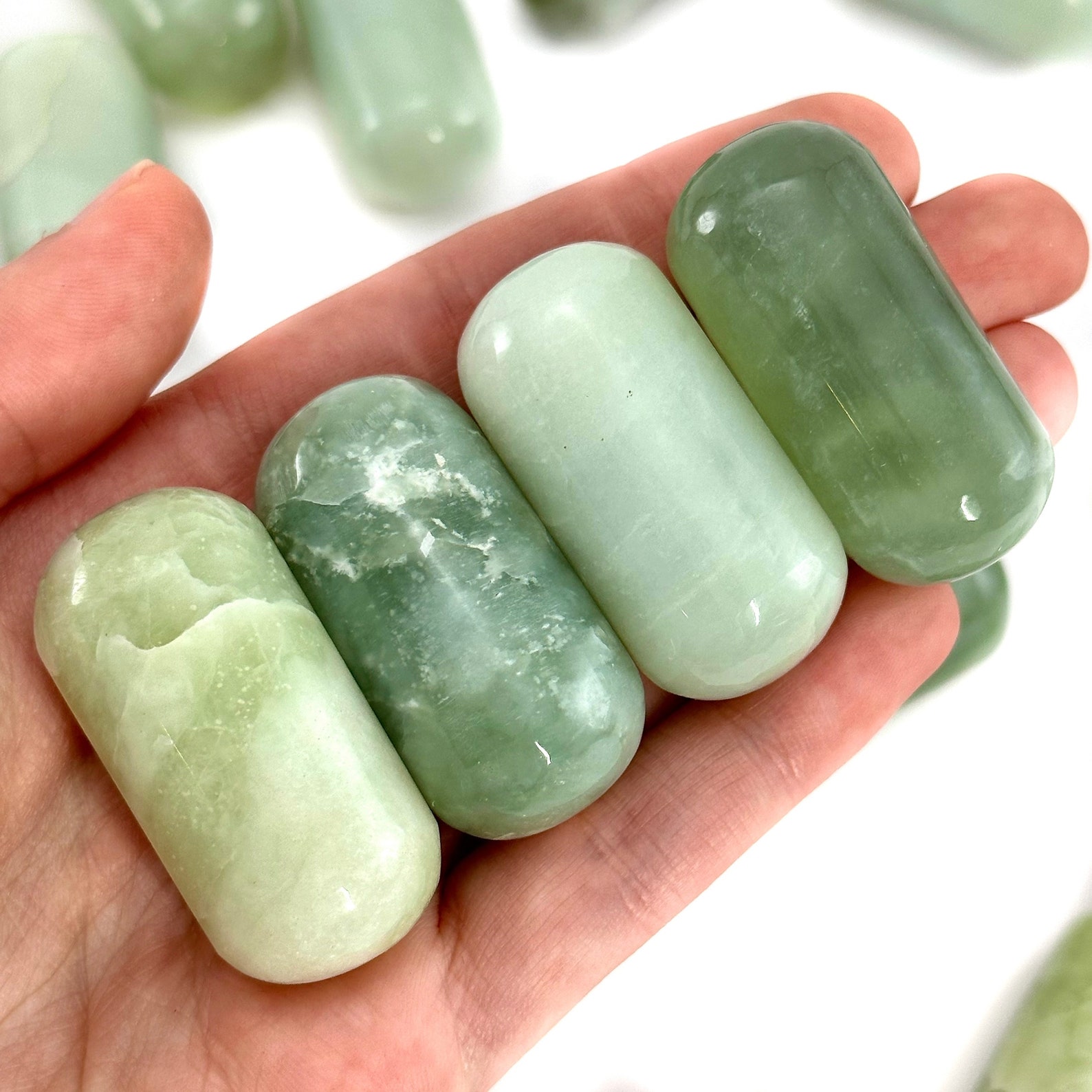New Jade Worry Stone | Green Polished Tumbled Crystal Lingam (heart ...
