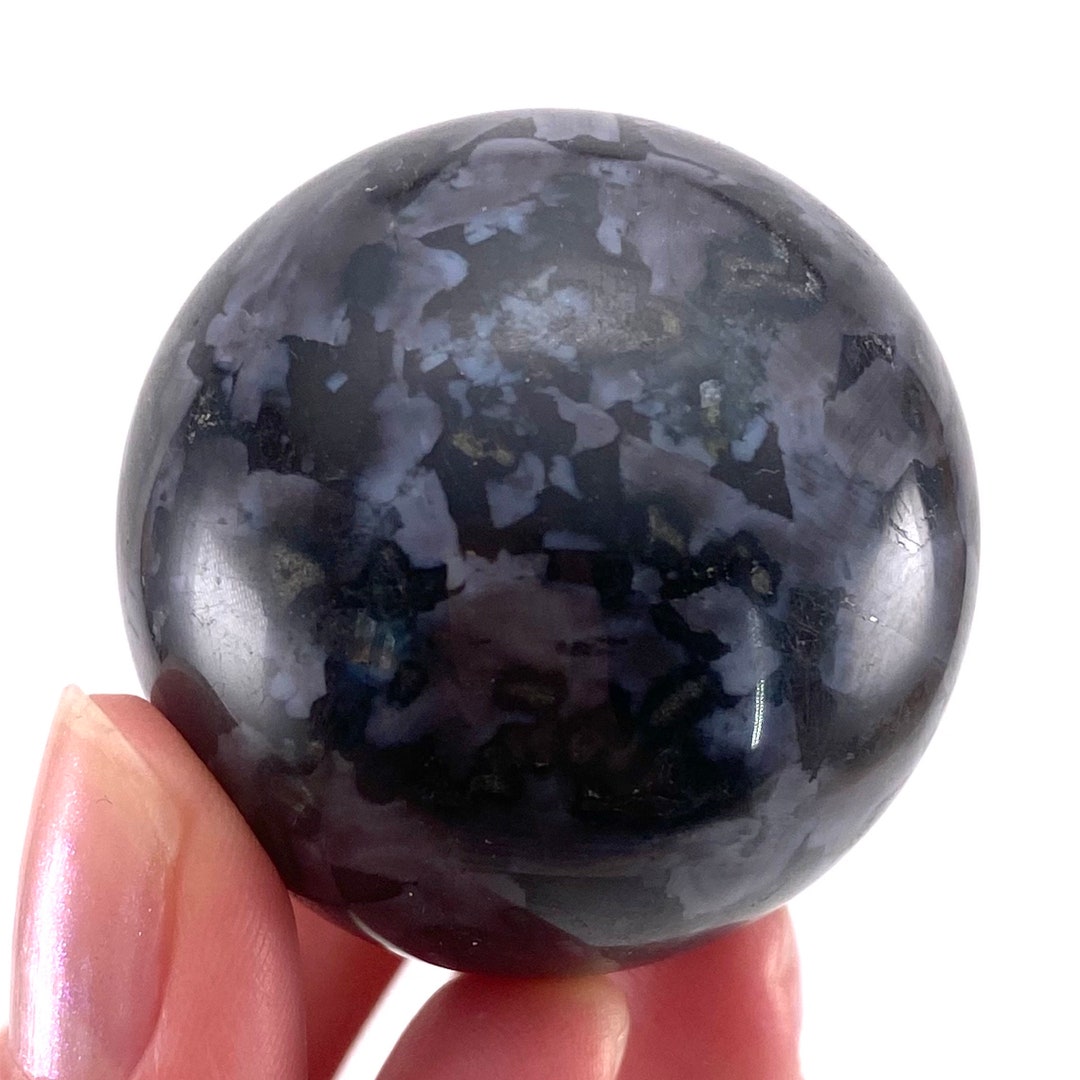 Indigo Gabbro Sphere, Merlinite Sphere, Gabbro Palm Stone, Merlinite ...