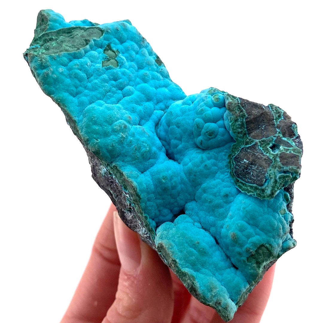 Botryoidal Chrysocolla on Malachite Specimen congo, Raw Chrysocolla ...
