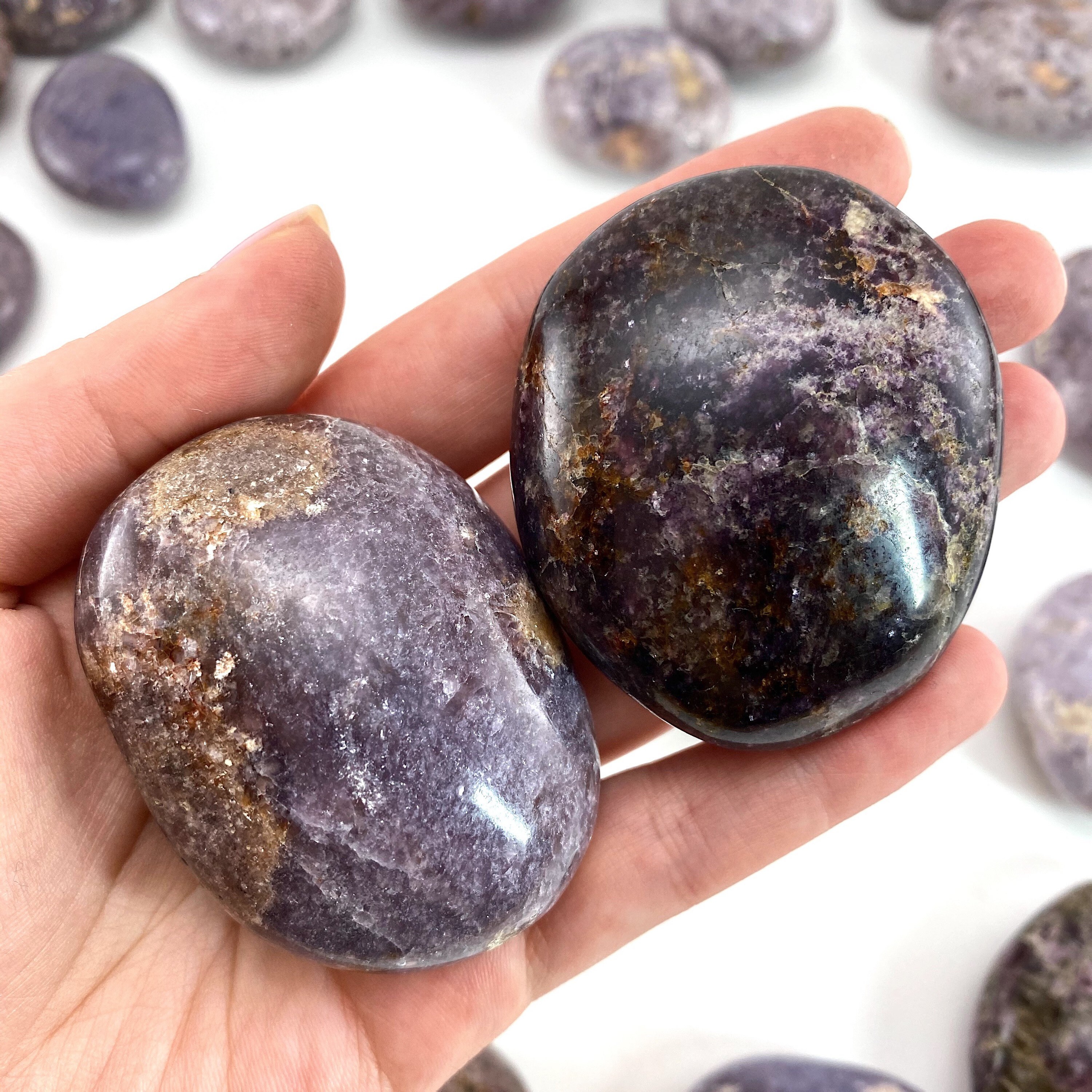 Lepidolite Palm stone lepidolite pocket stone lithium mica | Etsy