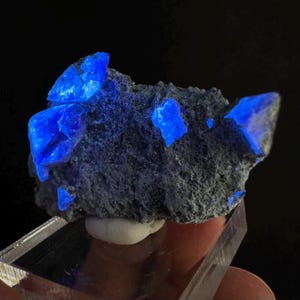 Rare Benitoite on Matrix california, USA UV Reactive Crystal, Benitoite ...
