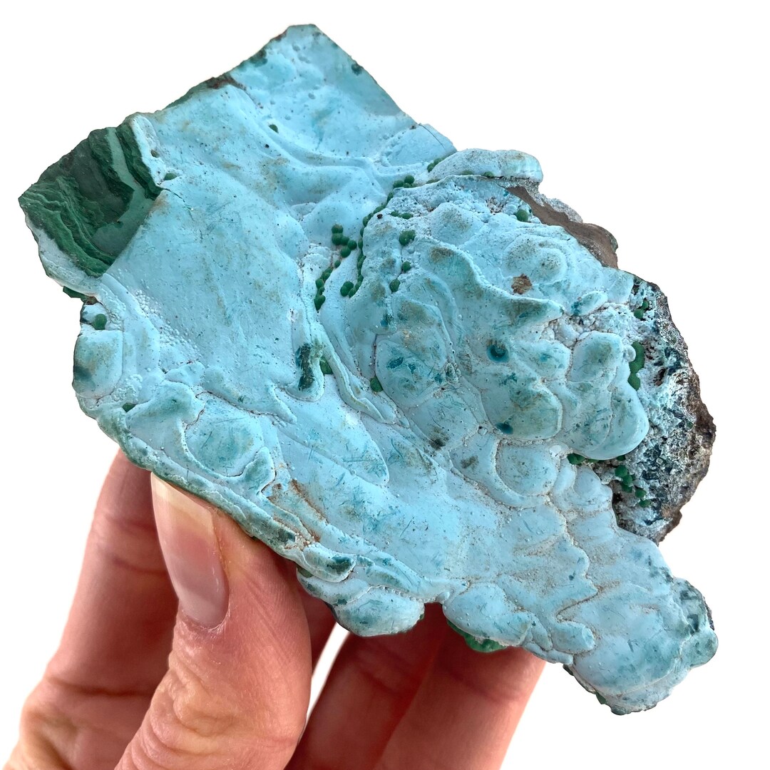 Botryoidal Chrysocolla on Malachite Specimen (congo), Raw Chrysocolla ...
