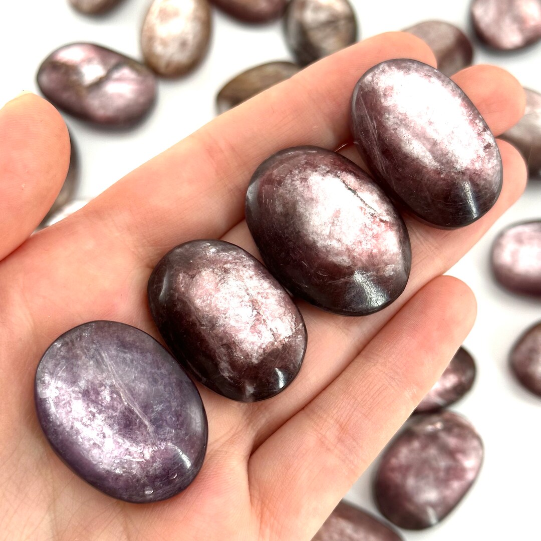 Gem Lepidolite, Flashy Lepidolite, Pocket Stone, Lithium Mica, Palm ...