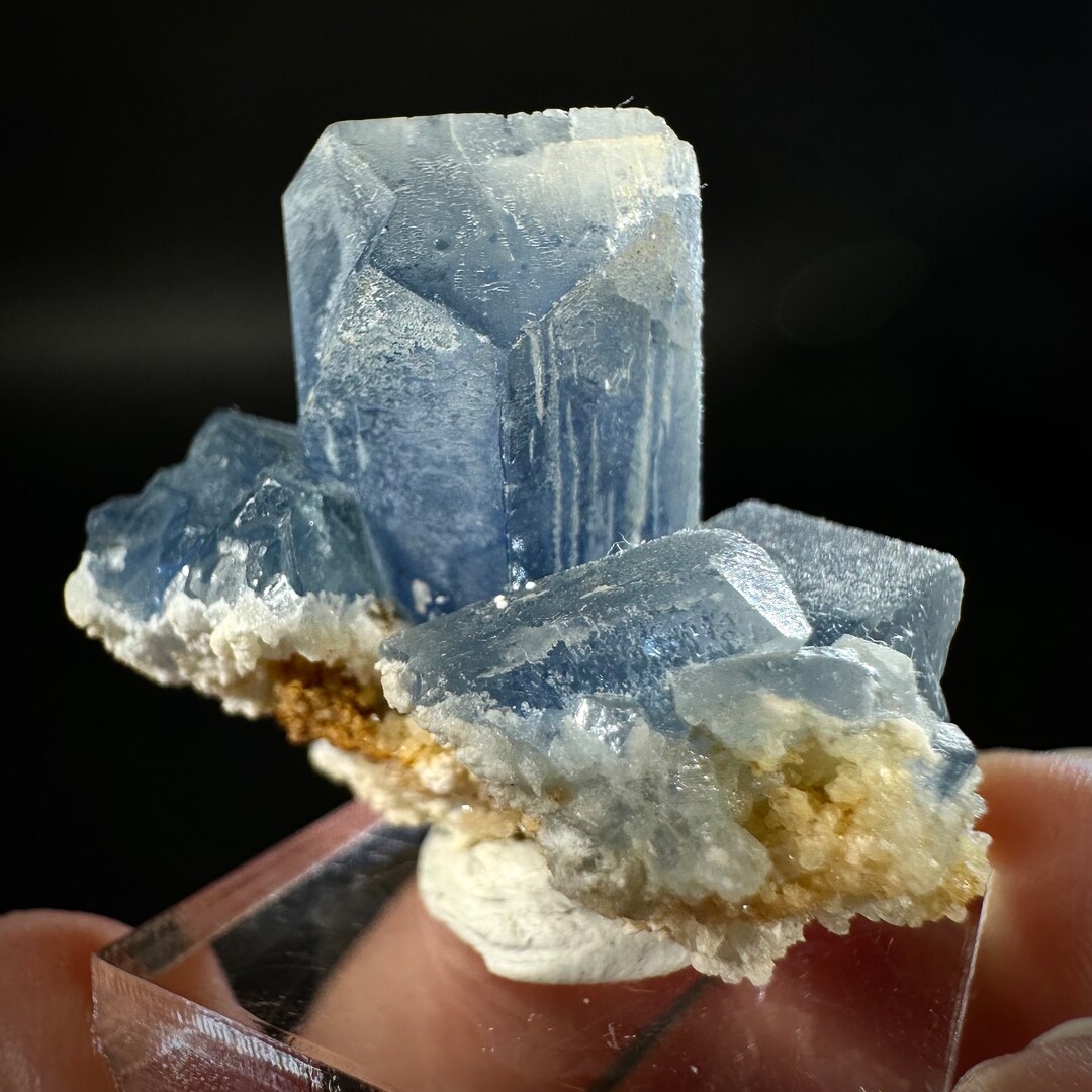 Blue Celestite on Calcite afghanistan, Terminated Celestite Cluster ...