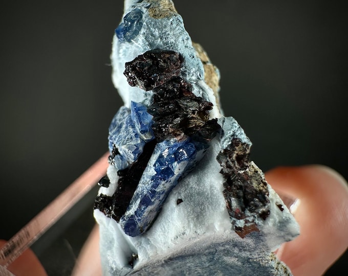 Rare! Benitoite & Neptunite on Natrolite (california, USA) | Benitoite ...