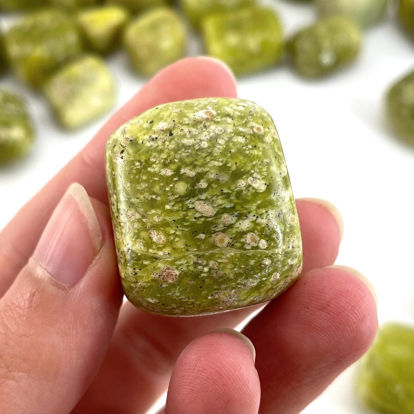 Green Serpentine Tumbled Stone | Polished Crystal Worry Stone (heart ...