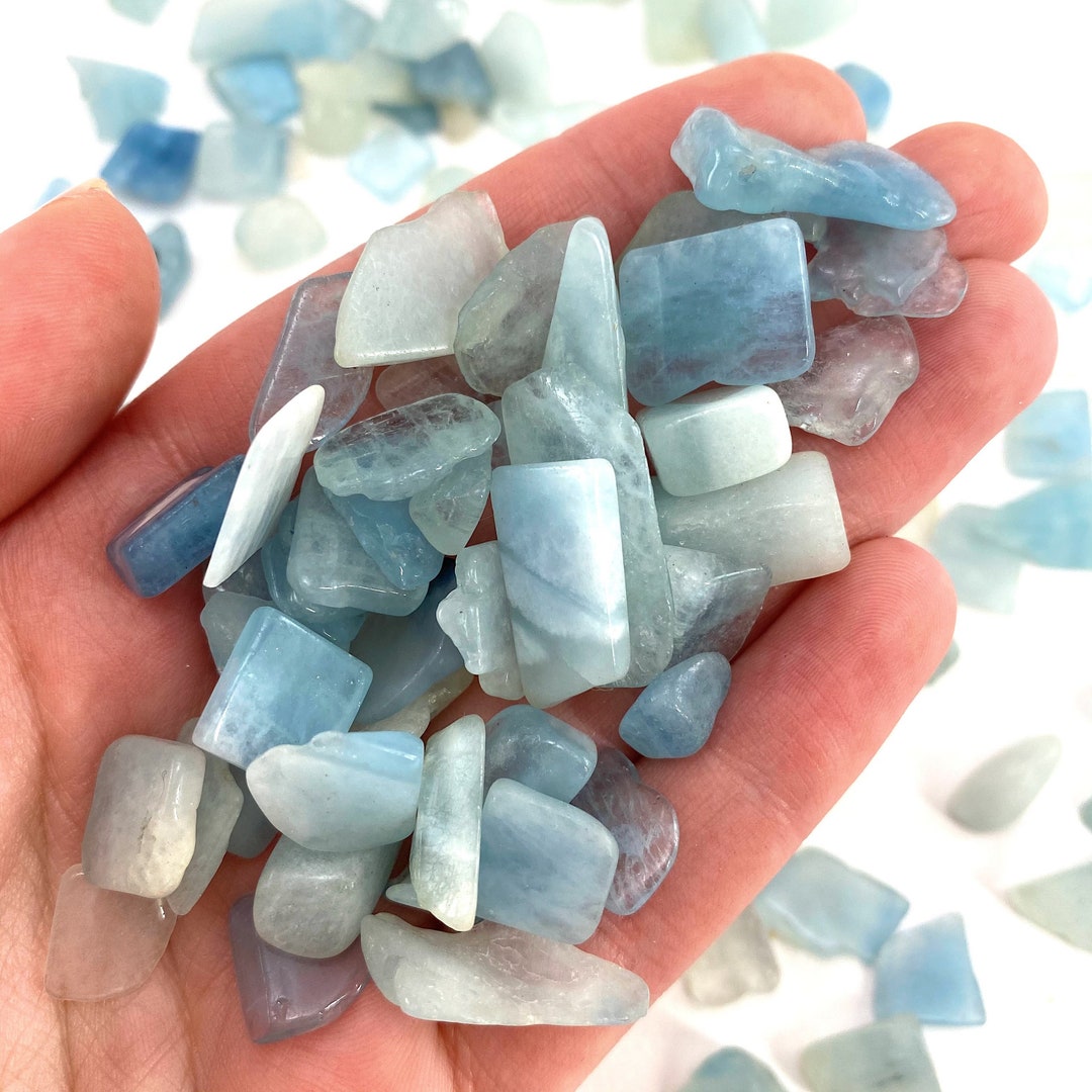 20g of Aquamarine, Mini Tumbled Stones, Tumbled Crystal, Tumbled ...