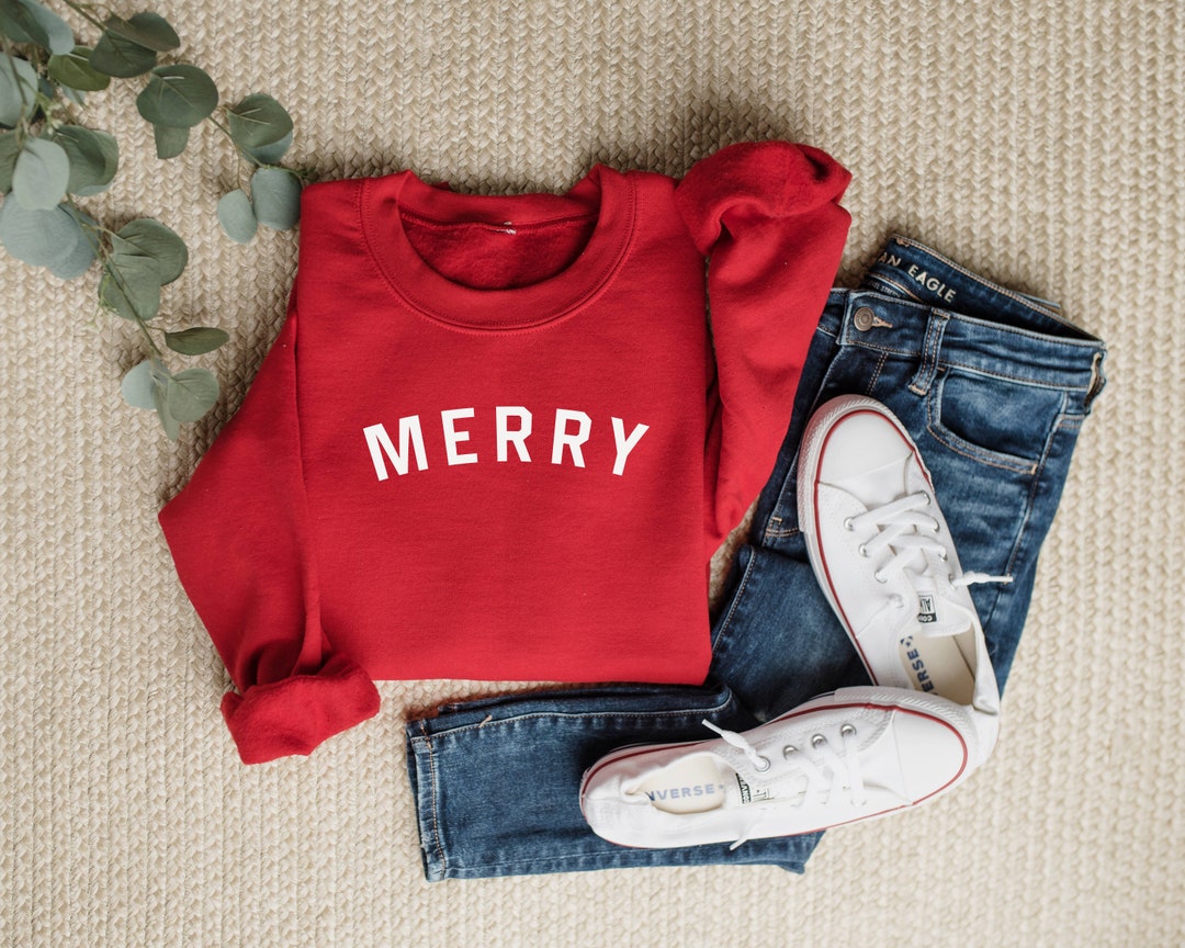 Merry Christmas Sweater, Christmas Sweatshirt, Fall Winter Cozy Outfit ...