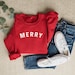 Merry Sweatshirt, Christmas Sweater for Women, Red Sweatshirt, Gift for ...