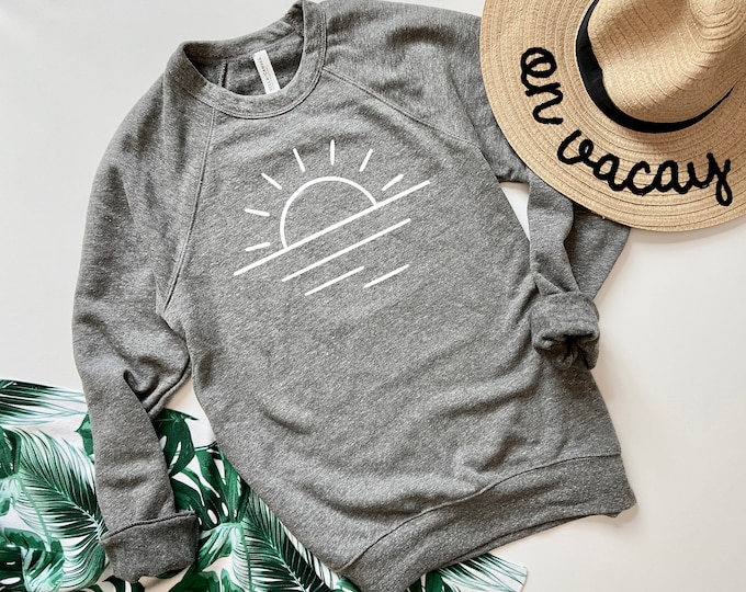 Sun Sweatshirt, Yellow and Pink Sweatshirt, Summer Sweatshirt, Sunshine ...