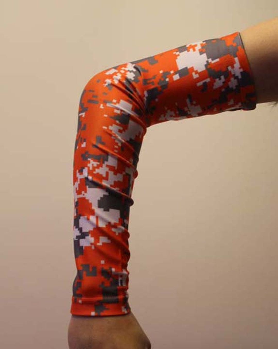 Orange Gray White Digital Camo Compression Arm Sleeve Baseball ...